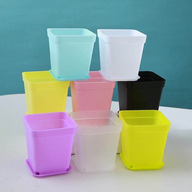 Цветные мини-горшки квадратные для суккулентов, пластик, 5×5 см, 20 шт.