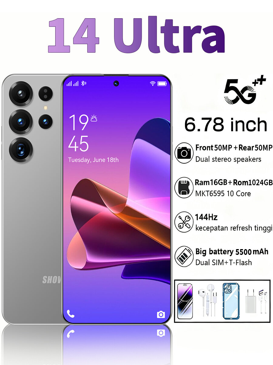Смартфон 14Ultra, экран 6,78" Full HD, 16GB/1TB, камера 50MP