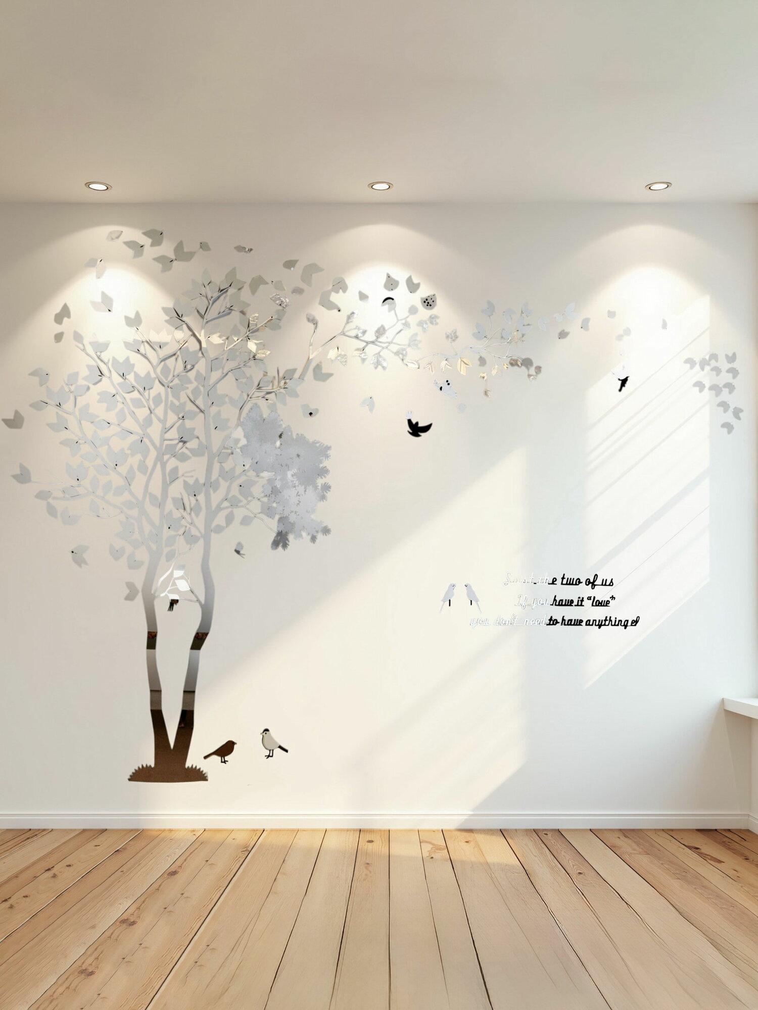 Наклейка интерьерная "Дерево", зеркальная, декор на стену, панно, 200x400 см