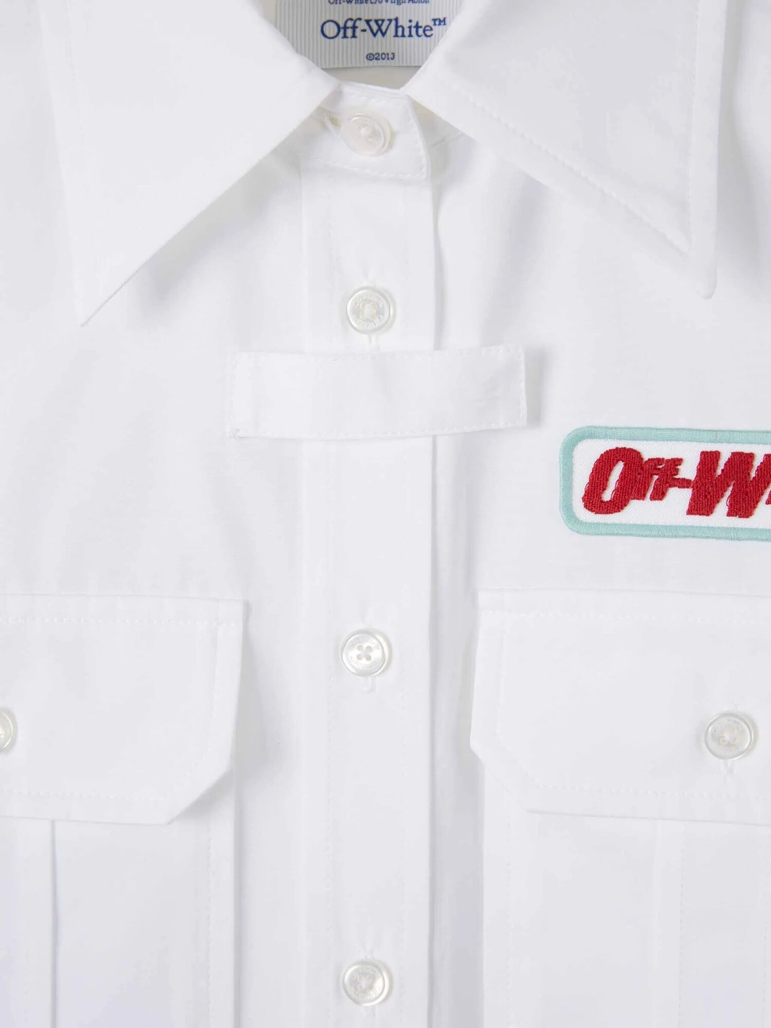 Рубашка Off-White Logo-patch shirt, размер 44, бежевый/белый — фото 1