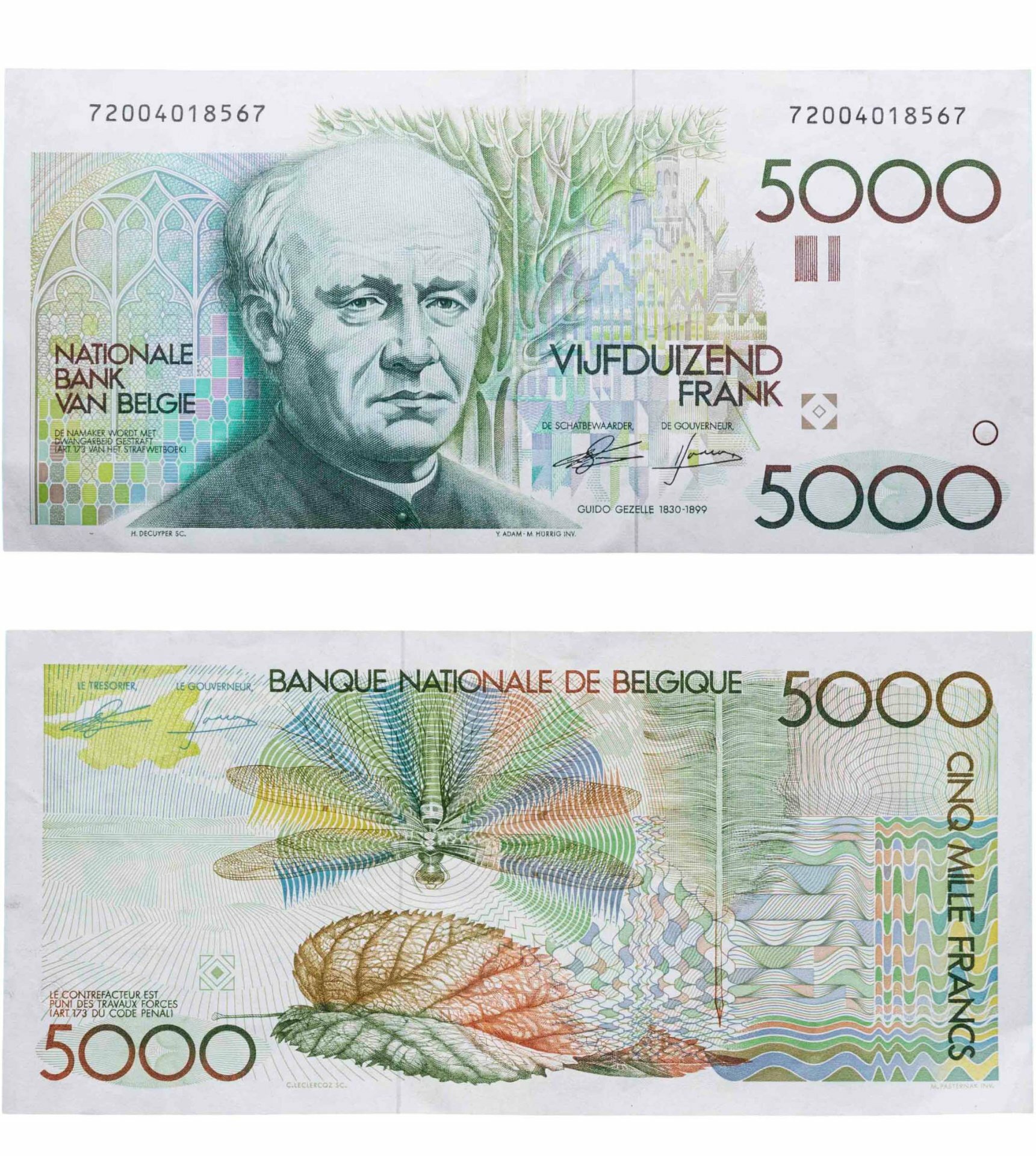 Бельгия 5000 франков 1982-1992 год Pick 1454