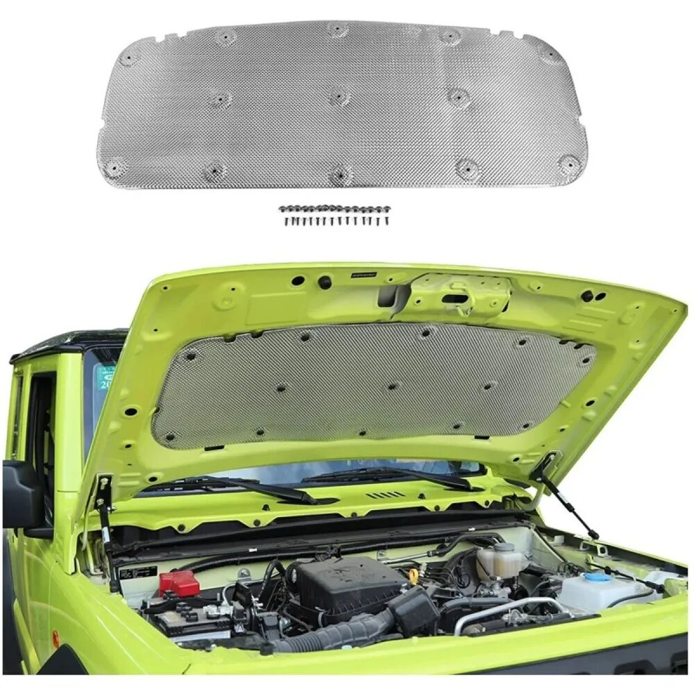 Защита капота Suzuki Jimny JB64 JB74 2018-2024, шумоизоляция, 1 шт, Серебристый