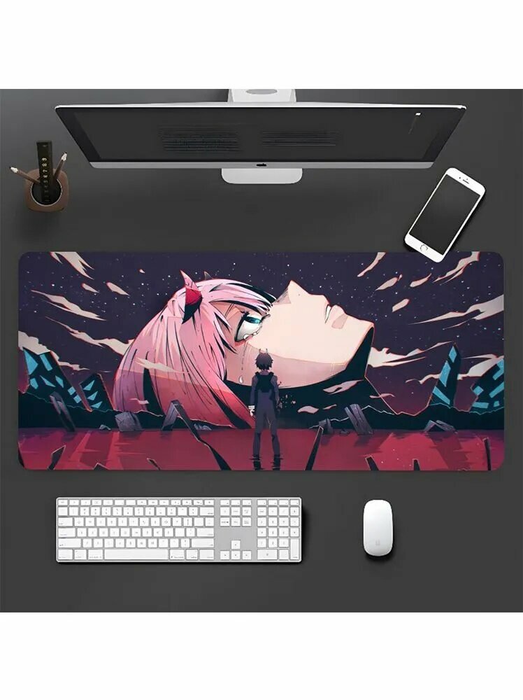 Zero Two Коврик для мыши, XXL, черный матовый, лиловый