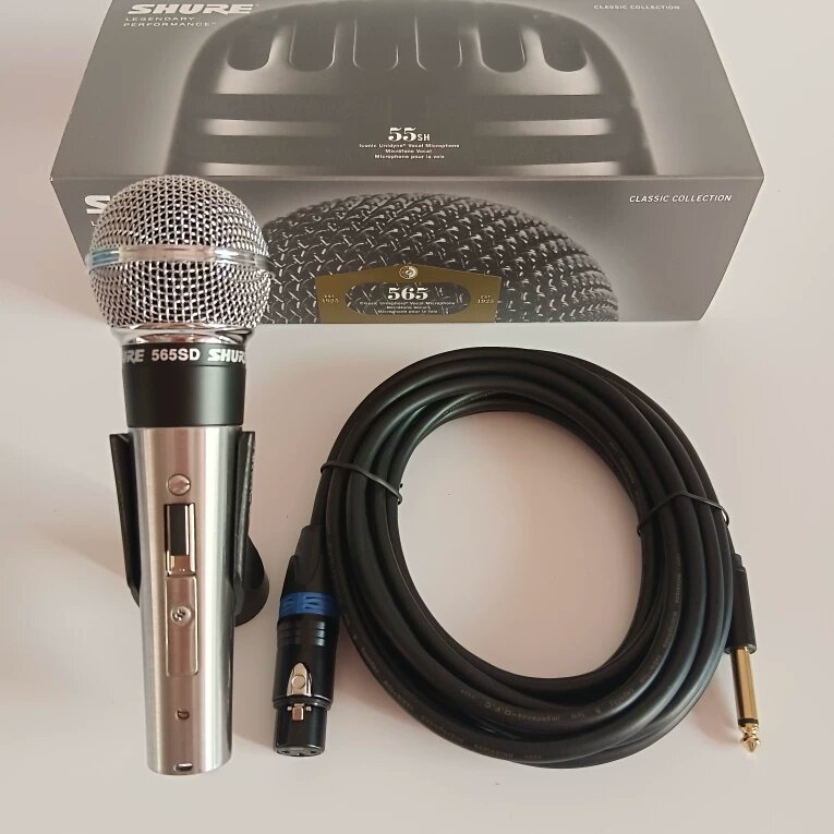 Shure 565SD динамический микрофон с кабелем 6.5 мм разъемом 5 метров для живых звуковых систем