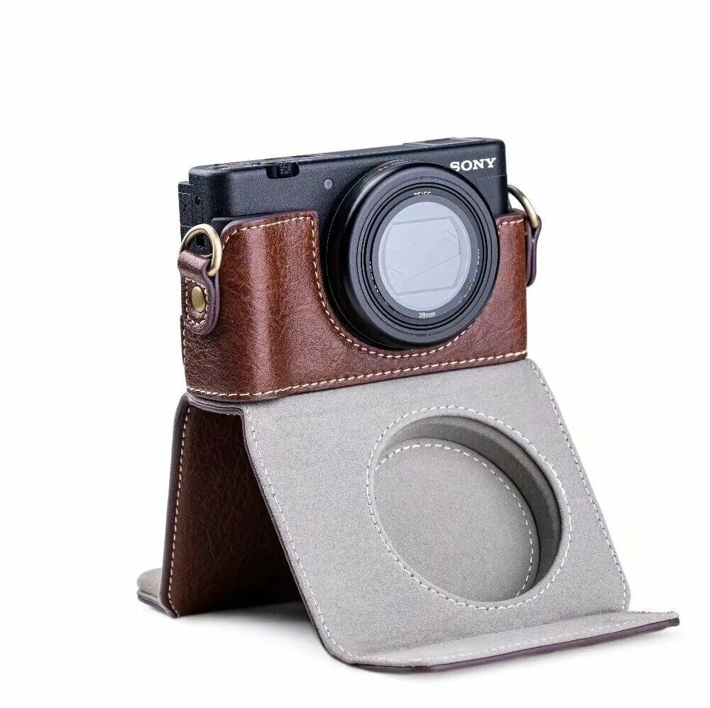 Защитный чехол-сумка-футляр для фотоаппарата SONY ZV1F ZV-1F противоударный усиленный легкий из импортной эко-кожи