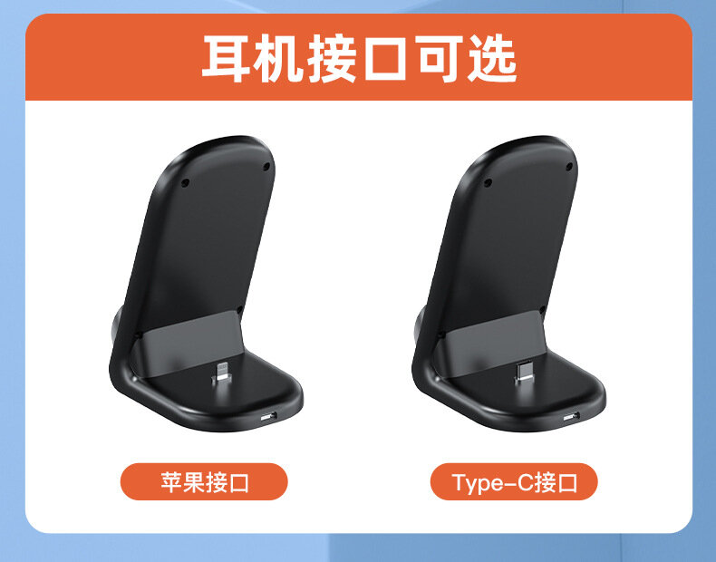 Кросс-бордерная беспроводная зарядка, настольная подставка для быстрой зарядки телефона, 3-в-1 цифровые часы, док-станция для зарядки Bluetooth-наушников