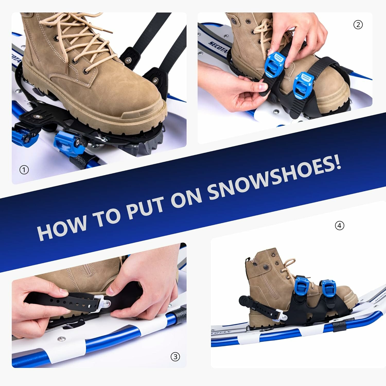 Снегоступы Secotan 76 x 20 см синие большие с палками и сумкой-чехлом