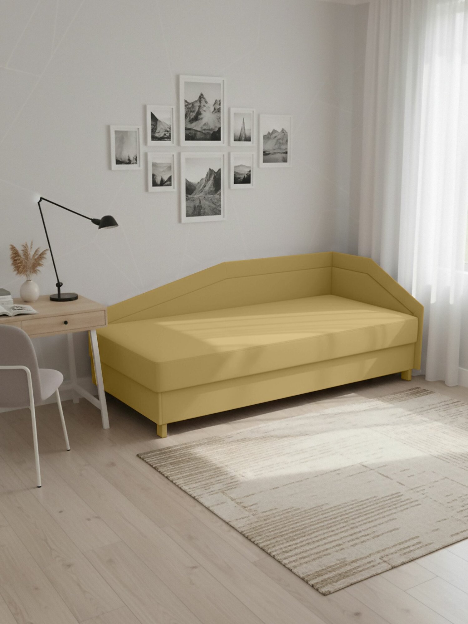 Тахта Стандарт Справа фокус- мебельная фабрика 95х200х71 см золотисто-беж