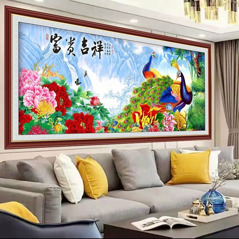2025 Декоративная картина для стены за диваном, новая китайская стильная пейзажная живопись, текущая вода приносит богатство, самоклеящаяся обои-наклейка, мурал