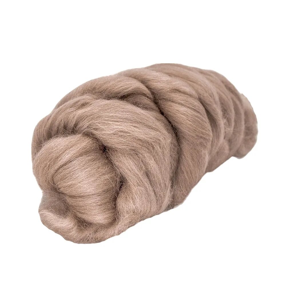 Лента шерсть для валяния полутонкая, 100% шерсть, 007 лен, 50 г, Камтекс