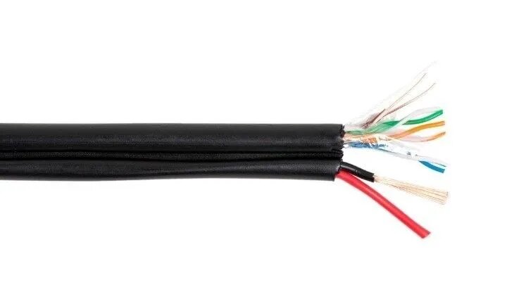 Кабель комбинированный UTP (с питанием), cat.5e, 4 пары, медный проводник + 2x0.75, уличный, 50 метров