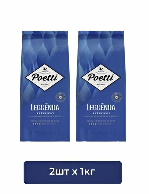 Кофе в зернах Poetti Leggenda Espresso, 1кг. Набор 2 шт.