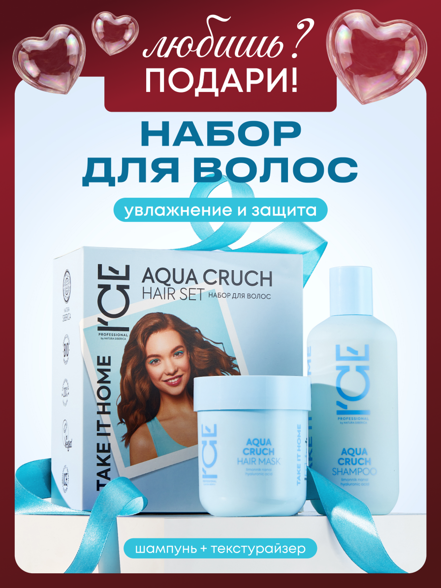 Подарочный набор для волос ICE Professional by Natura Siberica "Aqua Cruch", шампунь и маска, увлажняющие, 250/200мл