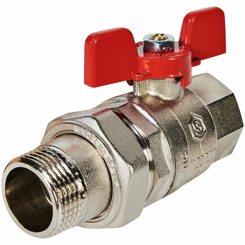 Кран шаровой STOUT полнопроходной с американкой 1 ВР/НР ручка бабочка (EPDM) SVB-1007-200025