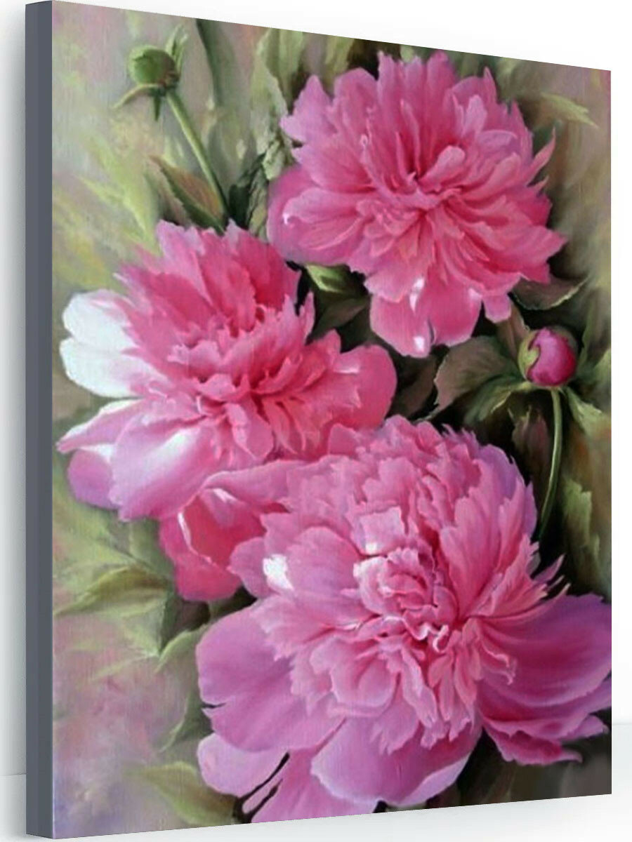 Алмазная мозаика цветы пионы 40x50