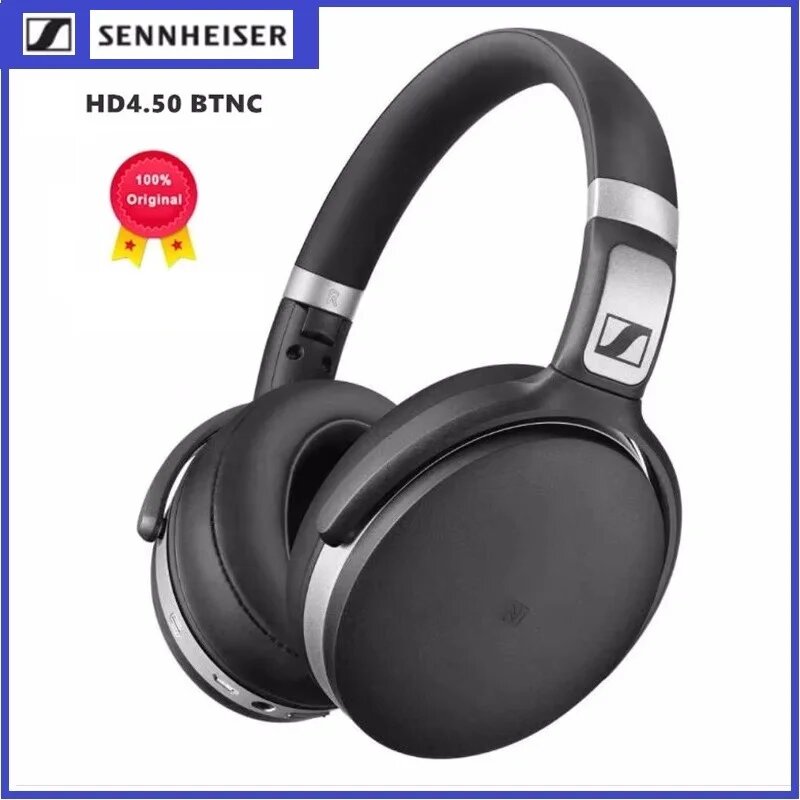 Оригинальные беспроводные Bluetooth-наушники Sennheiser HD4.50 BTNC, стереонаушники с шумоизоляцией, черные игровые наушники