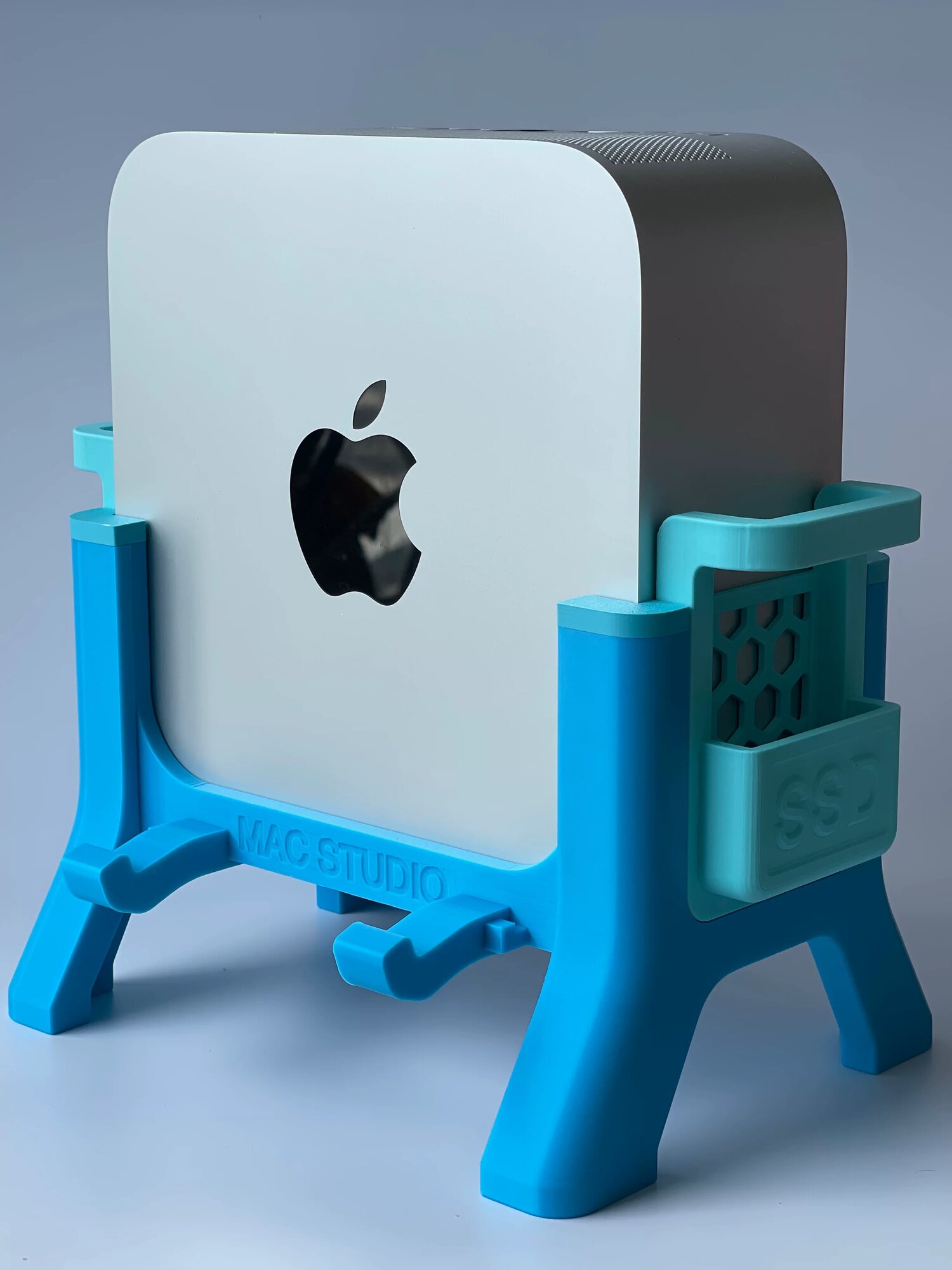 3D-печать Многофункциональная подставка для Mac Studio, iPhone и iPad - Синий