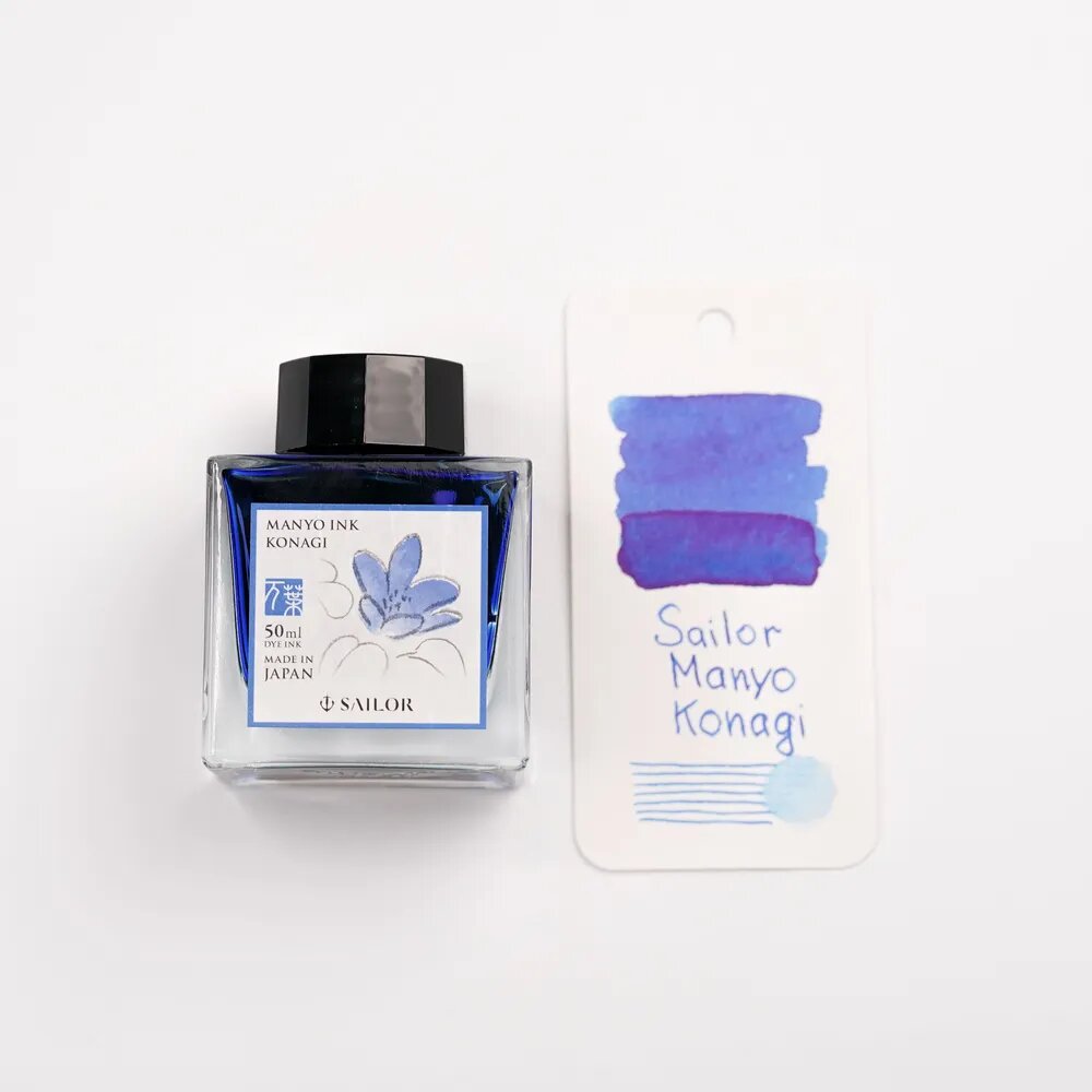 Sailor Manyo Konagi Ink 1 шт, 50 мл. - Голубые чернила для перьевых ручек