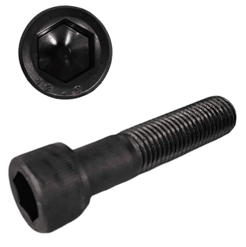 Винт DIN 912 с внутренним шестигранником 12.9 М8х90 мм с неполной резьбой, оксид (100 шт.)