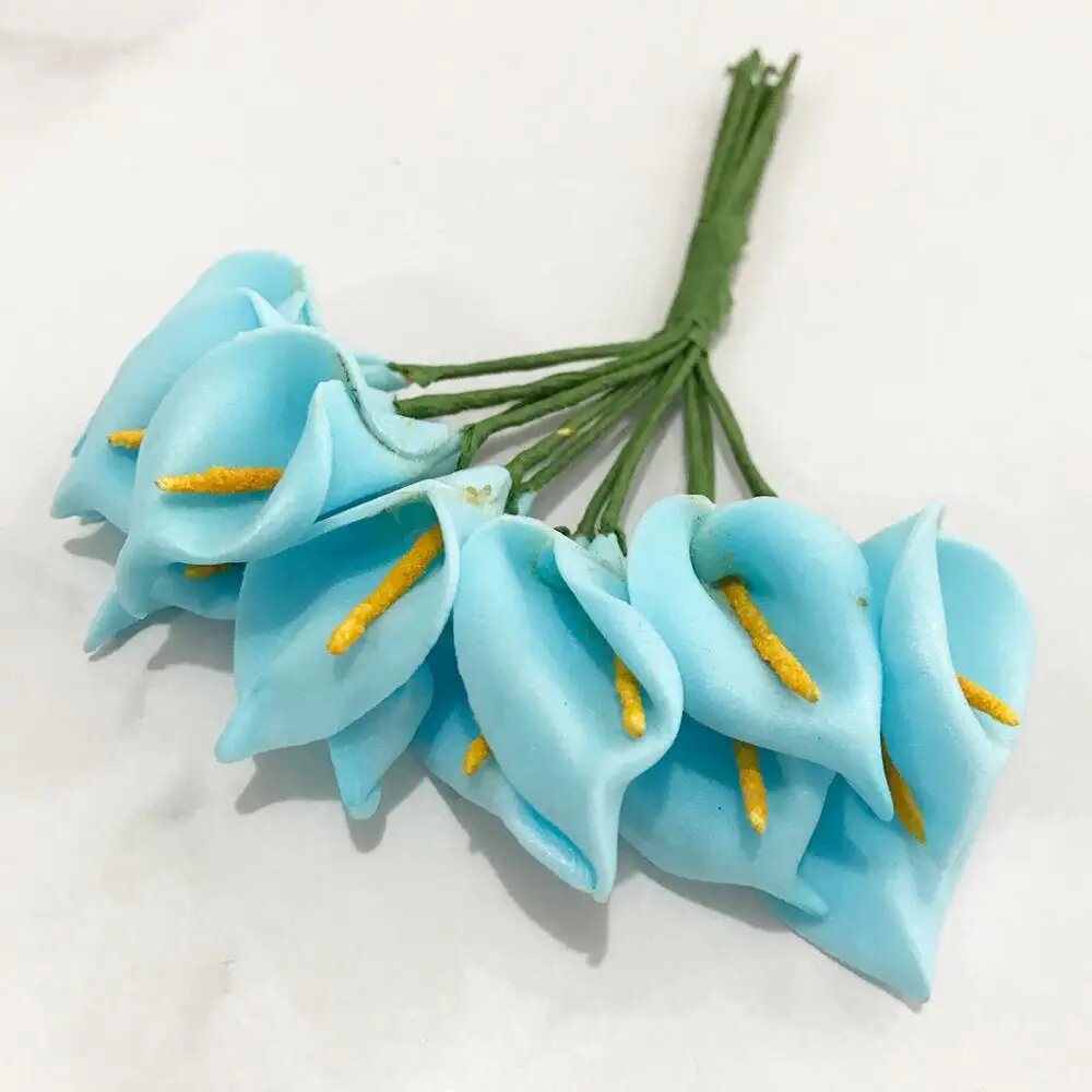 Искусственные цветы смешанные синие 6/10/12 шт Бирюзовый, 12pc length 8cm