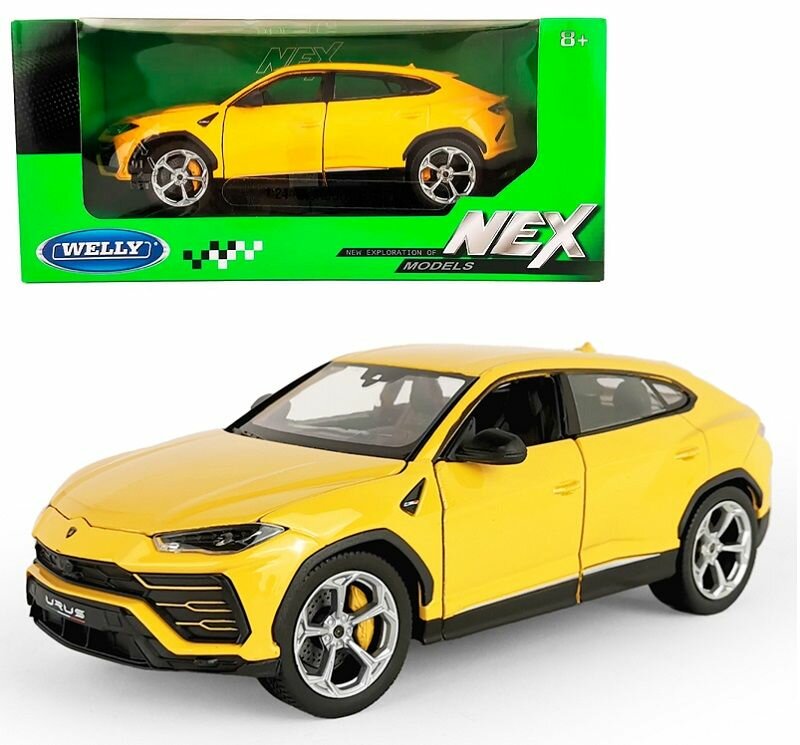 Машинка Welly Lamborghini Urus. масштаб 1:24, желтая