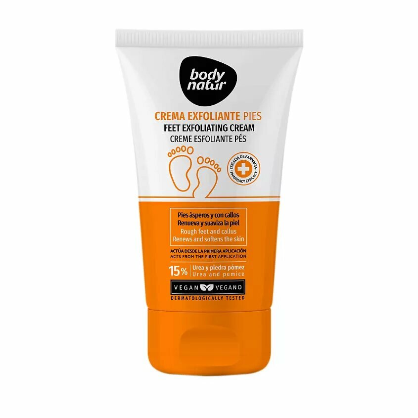BODY NATUR Крем - скраб для ног против натоптышей и мозолей Exfoliating Cream, 100 мл
