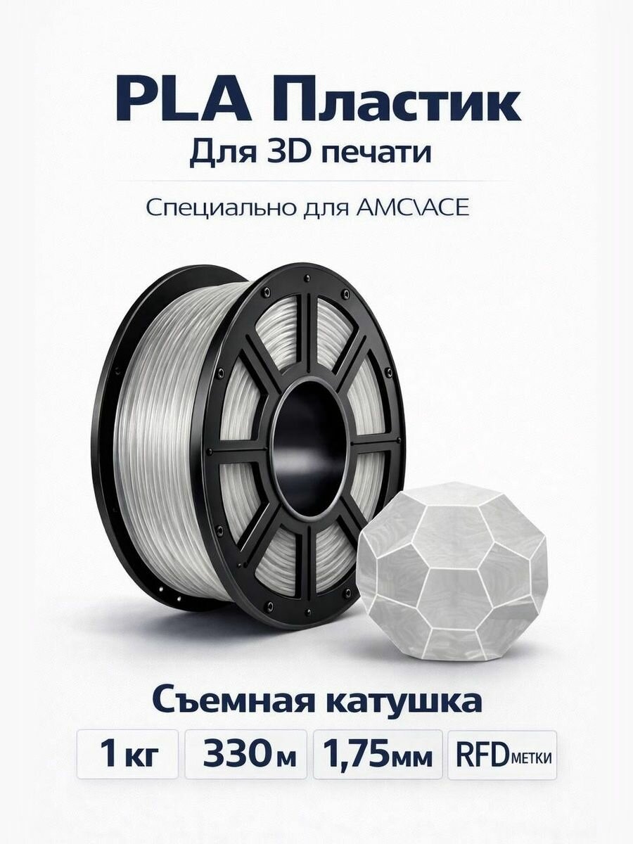 PLA пластик - Прозрачный (Transparent) 1KG ANYCUBIC
