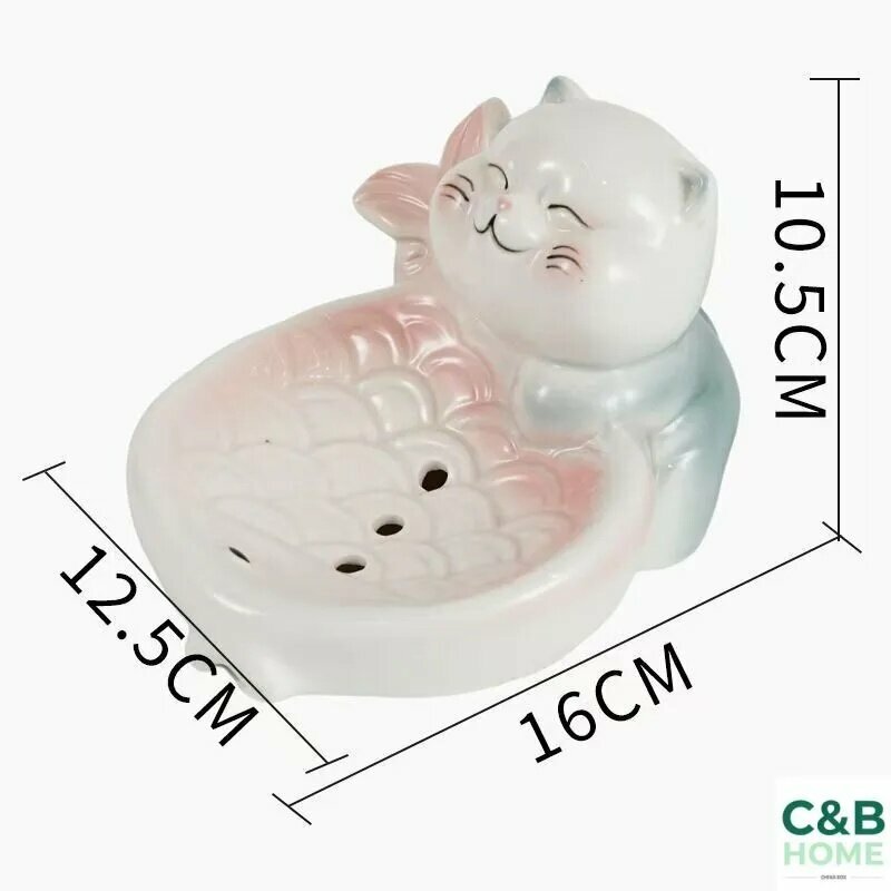 Керамическая коробка для мыла lucky Cat, раковина для ванной комнаты — фото 1