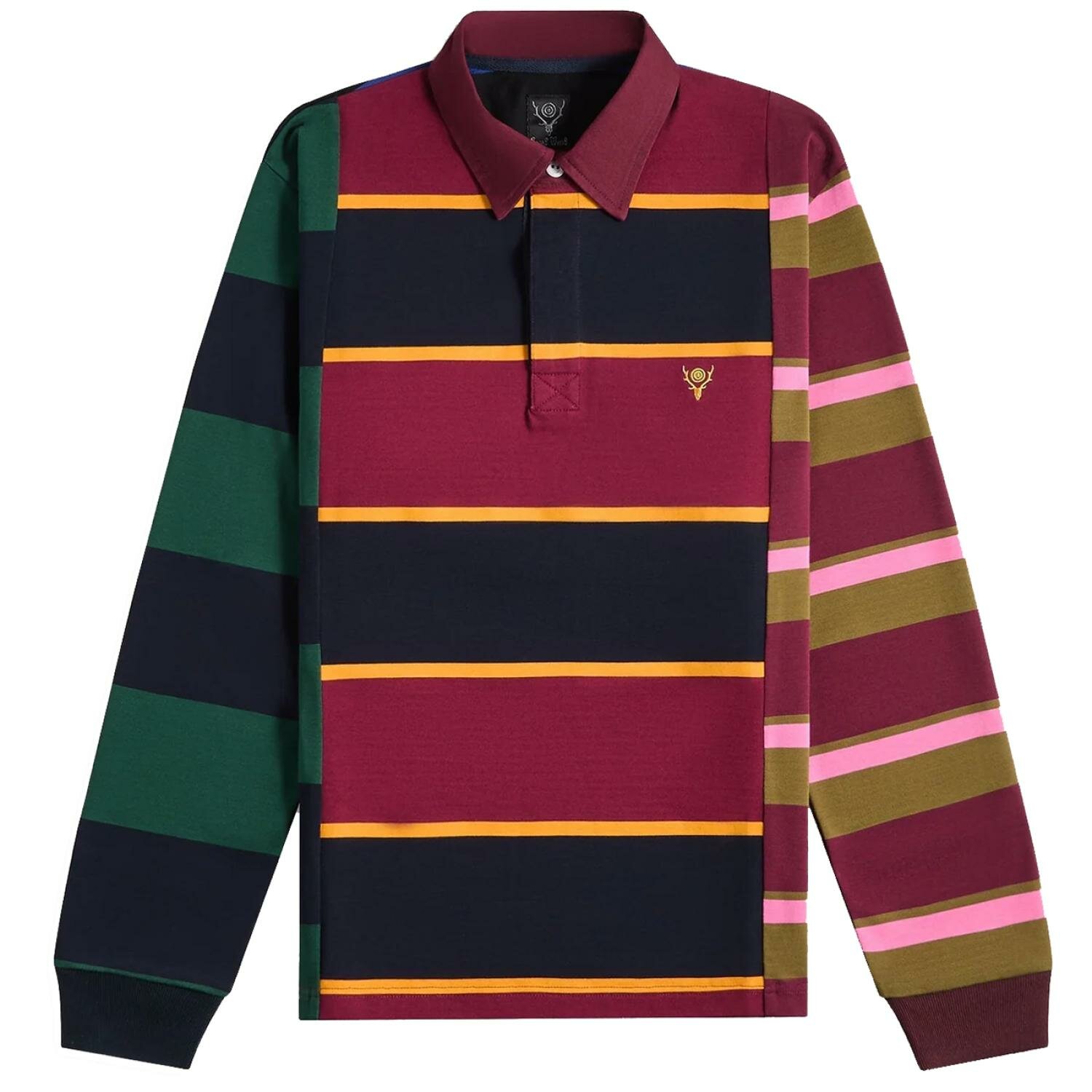 Лонгслив Поло South2 West8 Rugger Shirt - Cotton Plainstitch / Crazy Pattern