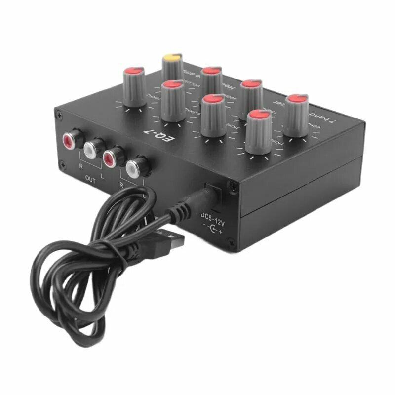 (X M P Q) EQ-7 Car Audio Headset Amplifier 7-Band EQ Equalizer 2-канальный цифровой звуковой эквалайзер
