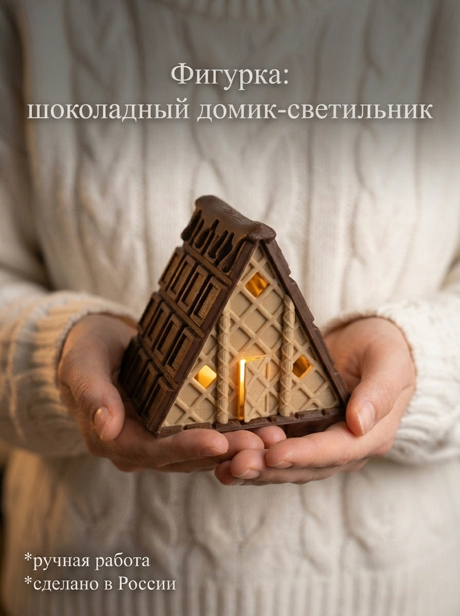 Домик-ночник светодиодный, 7х6х6,5 см, шоколадный домик