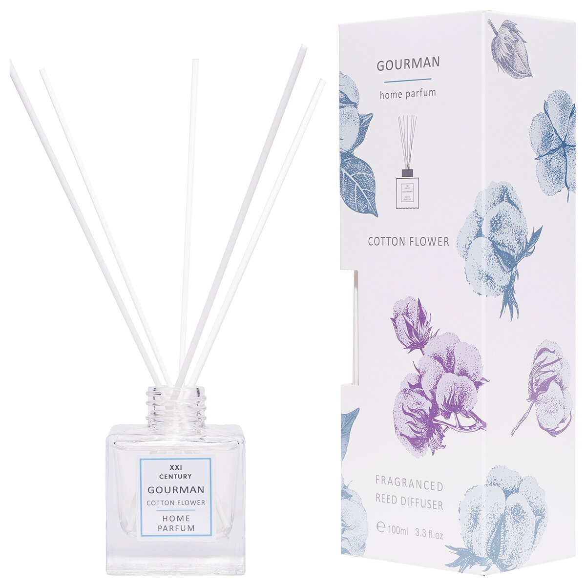 Аромадиффузор "Gourman Cotton Flower" XXI CENTURY, 100мл, белый