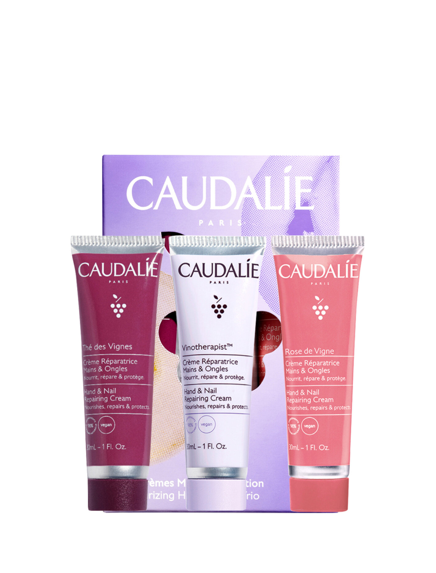 Набор кремов для рук CAUDALIE Hand Cream Trio Set (Rose de Vigne 30+The Des Vignes 30+Vinotherapist 30)