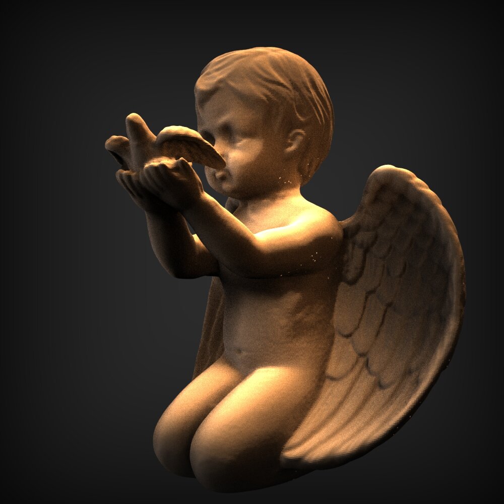 STL модель 3D для ЧПУ – статуэтка интерьерная ангелочек С голубем AN-035