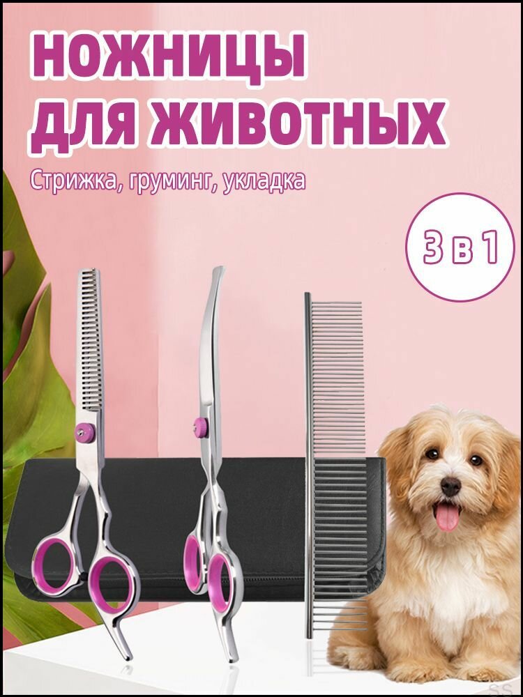 Ножницы для стрижки собак и кошек, набор инструментов для груминга животных