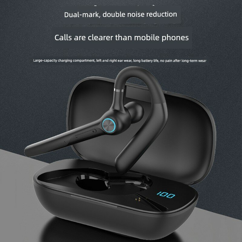 Беспроводная Bluetooth-гарнитура с двумя микрофонами и шумоподавлением для водителей и мотоциклистов, одноканальная