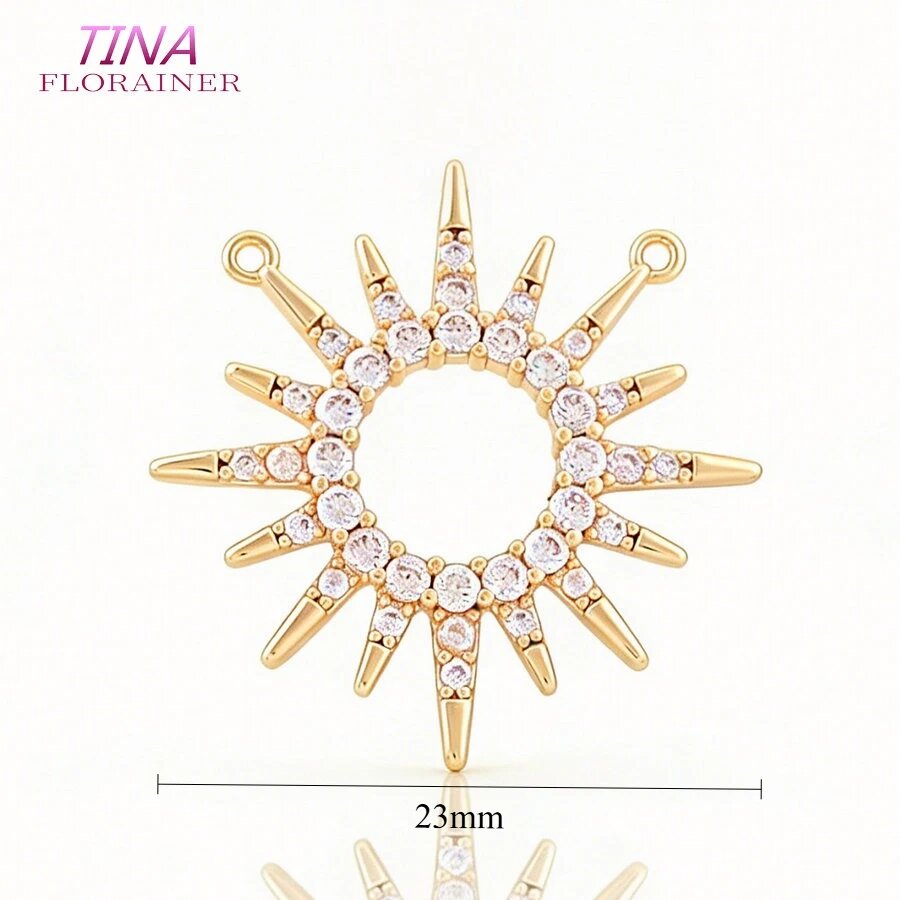 Подвеска Солнце Florainer Tina, 23 мм, 14K Gold Color