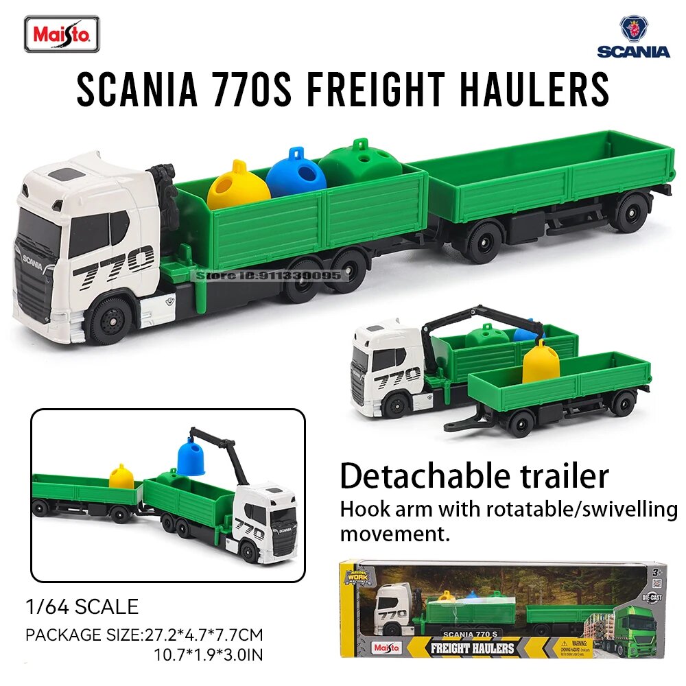 Maisto Scania 770S Freight Haulers 1:64, зеленый
