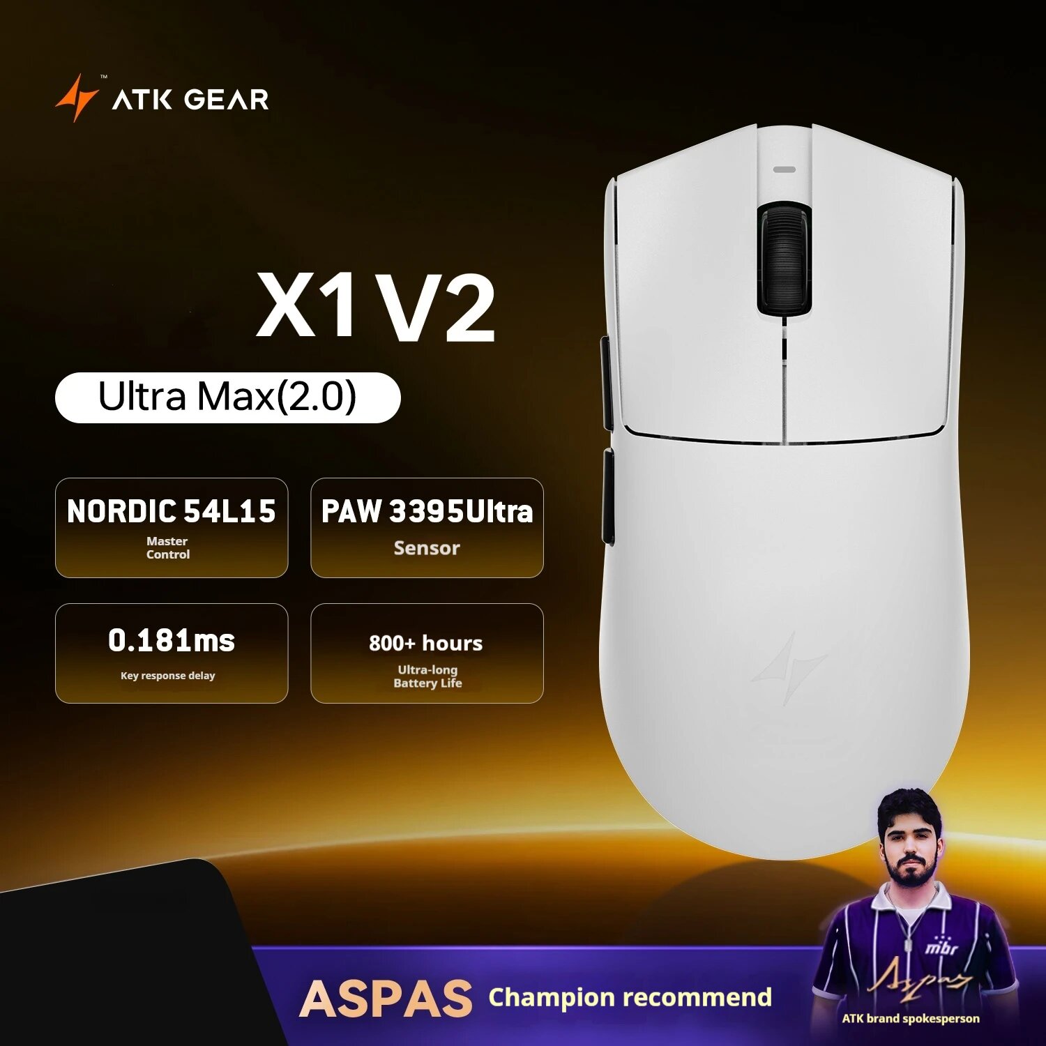 Беспроводная игровая мышь ATK Gear X1 V2 Ultra Max (X1 V2)