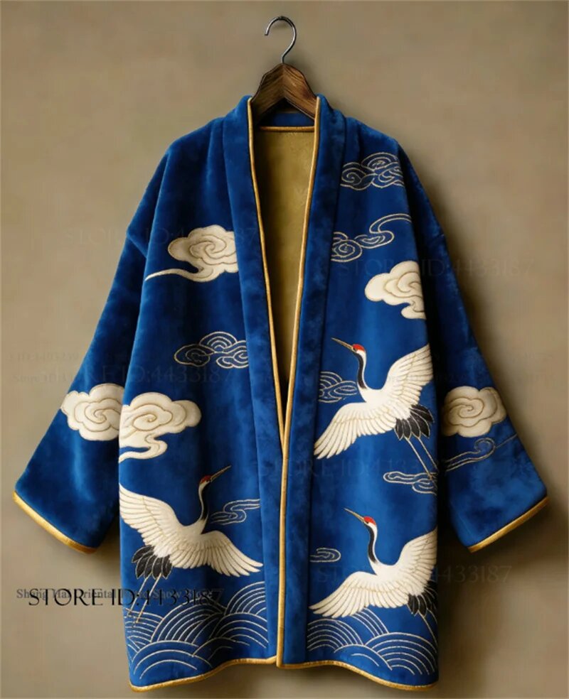 Кимоно кардиган, фланель, японский стиль, 4XL, Kimono Cardigan 15