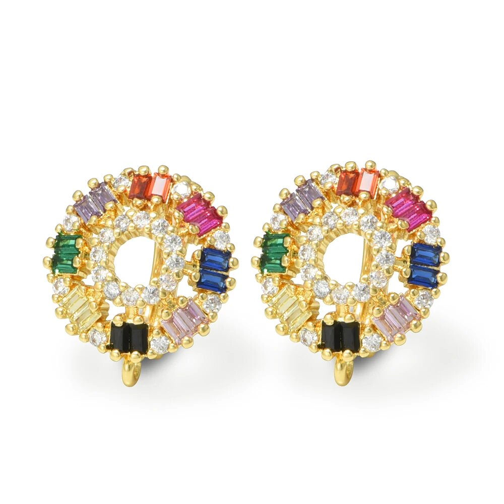 Крючки для сережек YANASI латунные золотые с цирконами 18K Gold