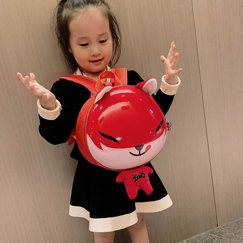 Красная лиса яичная оболочка дизайн детский рюкзак для малышей 1-3 лет, милый мультяшный школьный мешок с мягкой