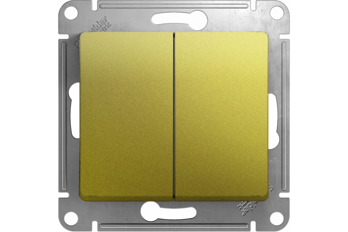 Schneider Electric Glossa Переключатель 2-клавишный, схема 6, 10 AX, фисташковый, скрытый монтаж