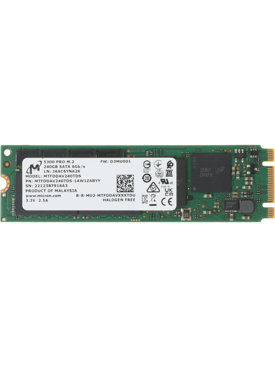Накопитель SSD Crucial 5300 Pro MTFDDAV240TDS-1AW1ZABYY 240 ГБ, M.2 2280, SATA III, NVMe, M.2 540 МБ/с