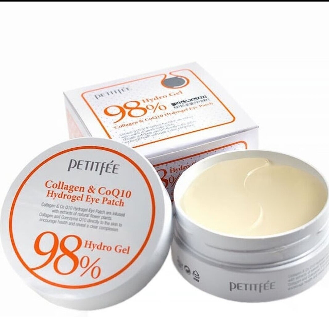 Гидрогелевые патчи для век с коллагеном 98% и коэнзимом Petitfee Collagen & CoQ10 Hydrogel Eye Patch, 60шт