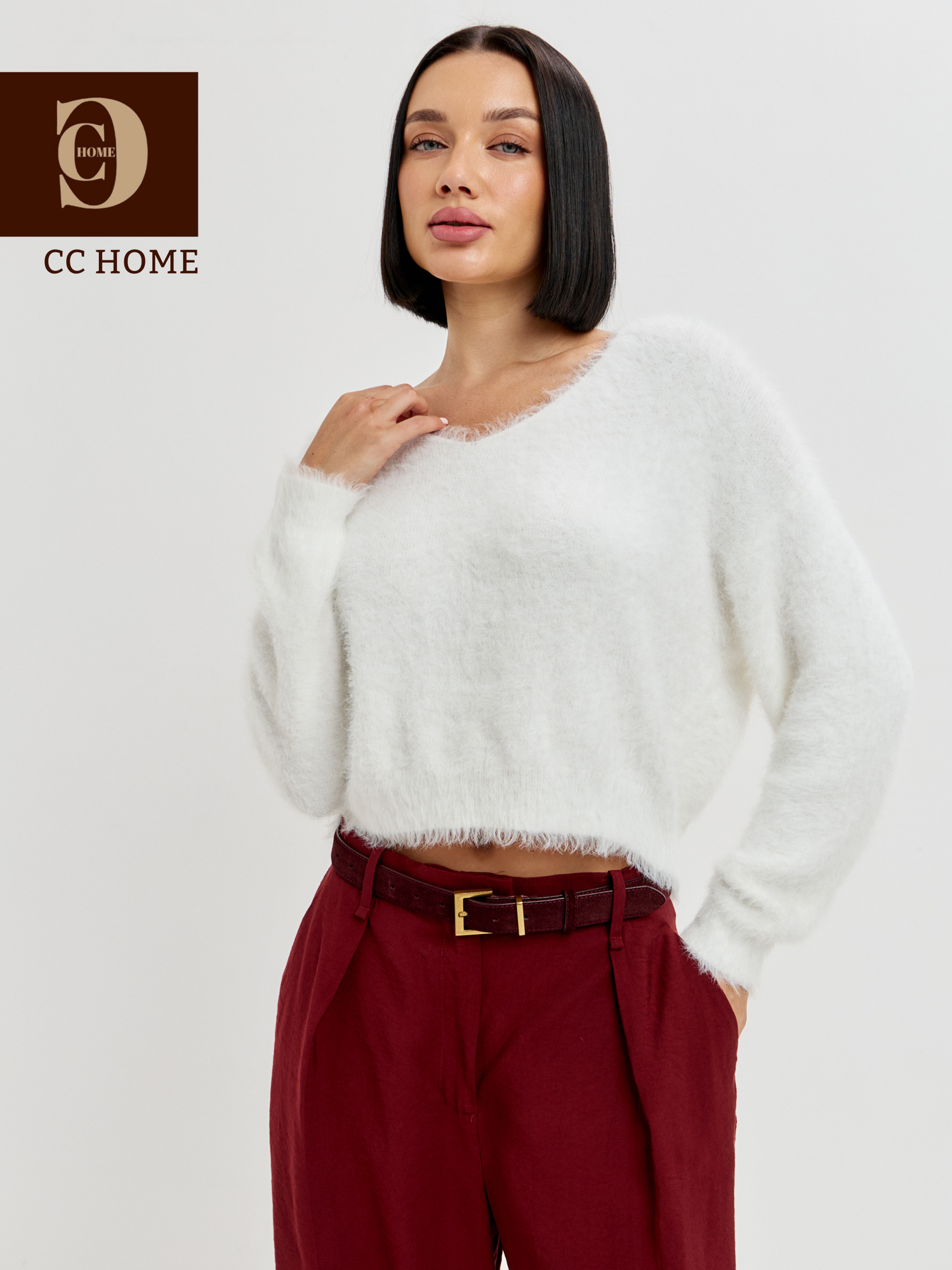 Свитер CC HOME осень-зима 2026, 1 шт., размер ONE SIZE, , белый