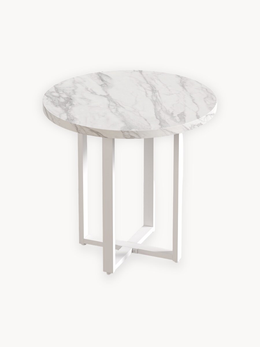 Стол круглый в стиле лофт Alternative Нарциссо с белым подстольем диаметр 780 мм для дома, дачи, кафе и ресторана, для кухни, для балкона