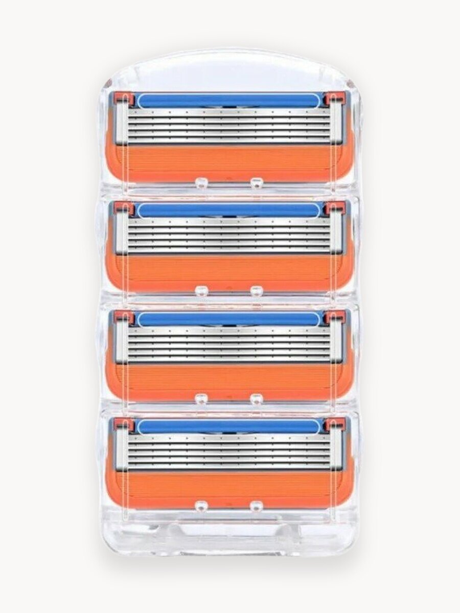 Сменные кассеты лезвия для бритв совместимые с Gillette Fusion 4 шт (оранжевые)