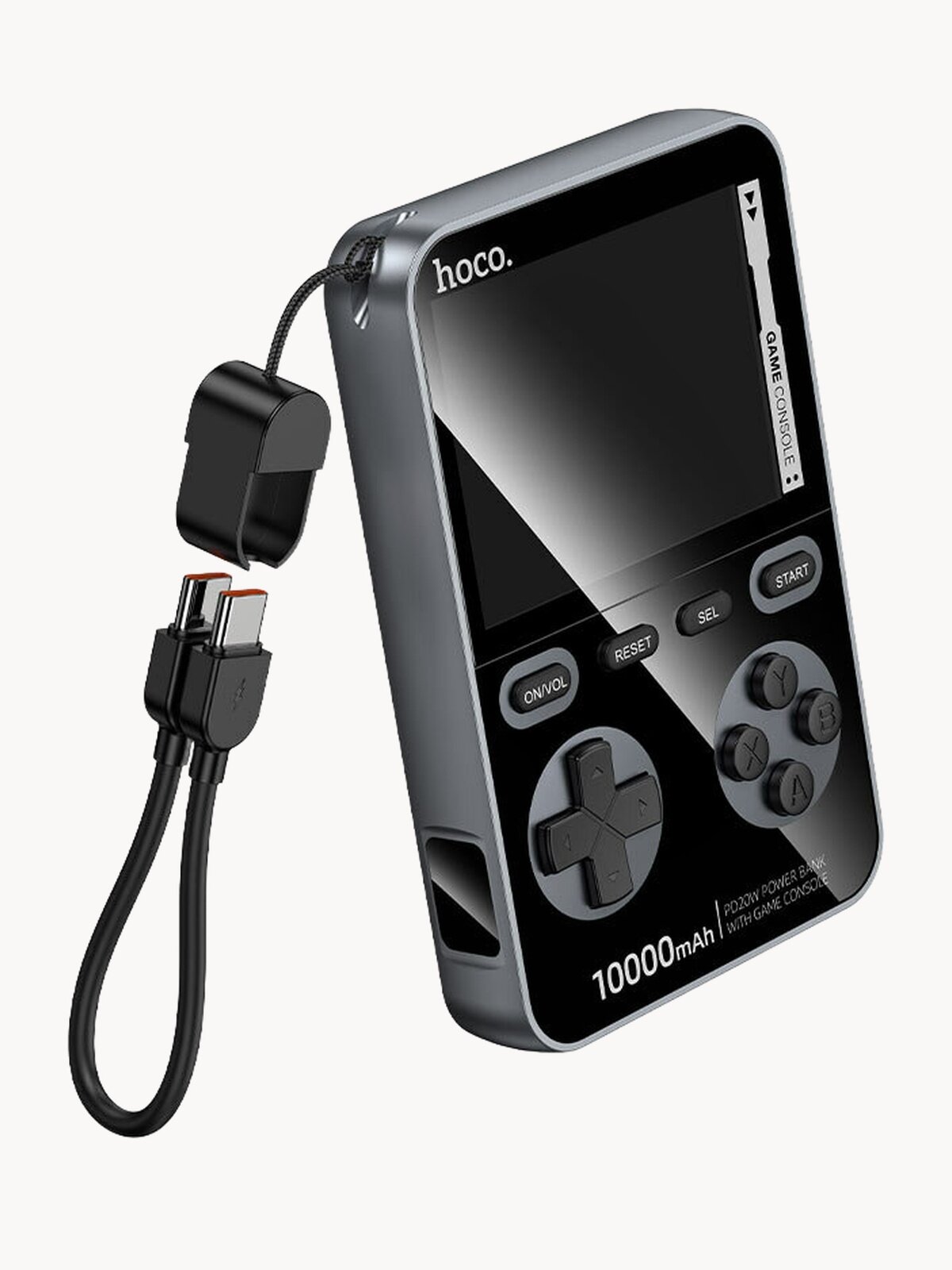 Портативный аккумулятор и игровая консоль Hoco Shine Game Box, 1500 игр, 10000 mAh, PD20W/QC3.0, Metal Gray