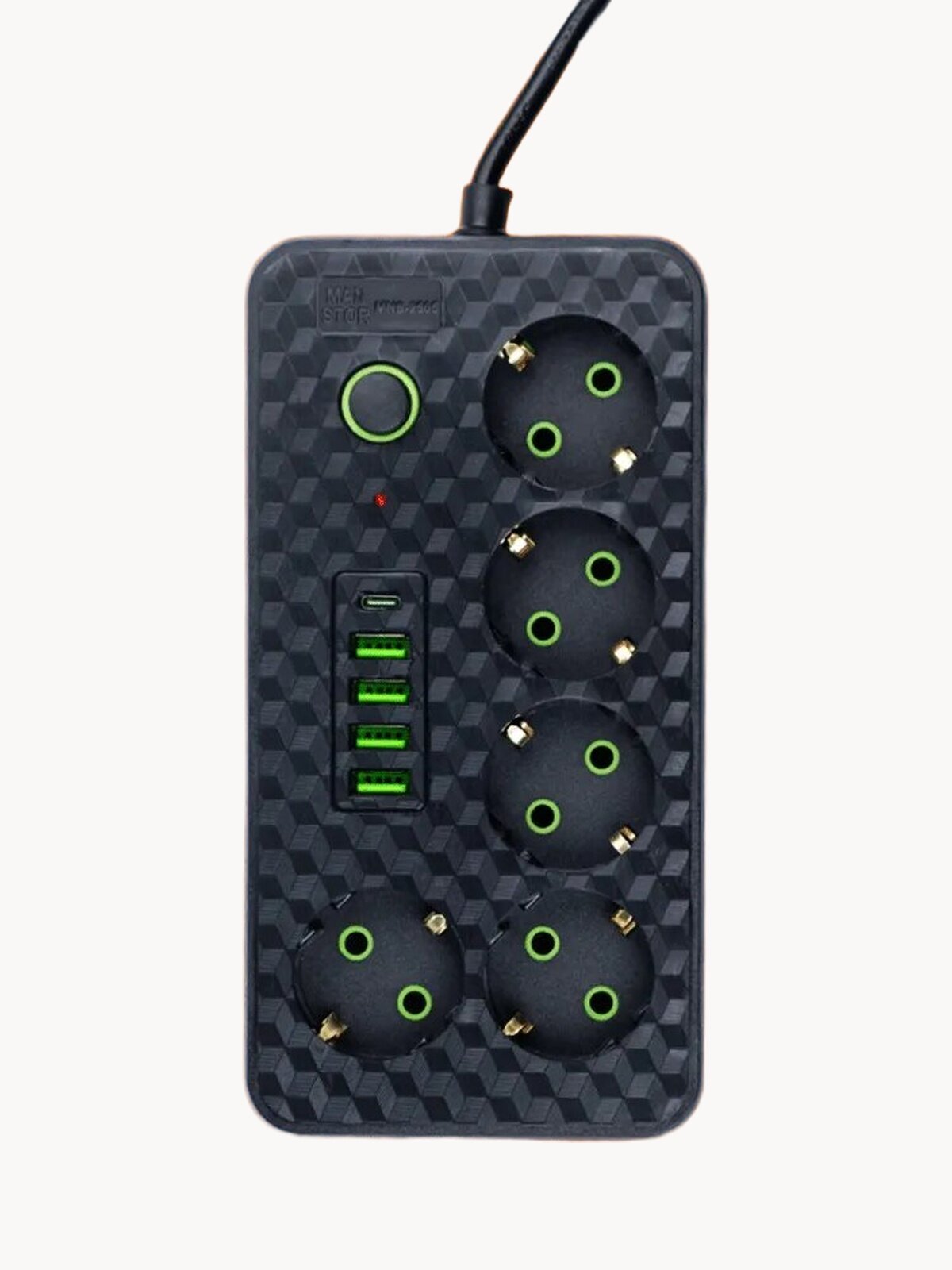 Сетевой фильтр 3м, 2500Вт (5x 220; 4x USB 3.0; 1x type C PD)